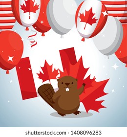 Beaver Canadian Flag Maple Leaf Stock Vector (Royalty Free) 1412526932