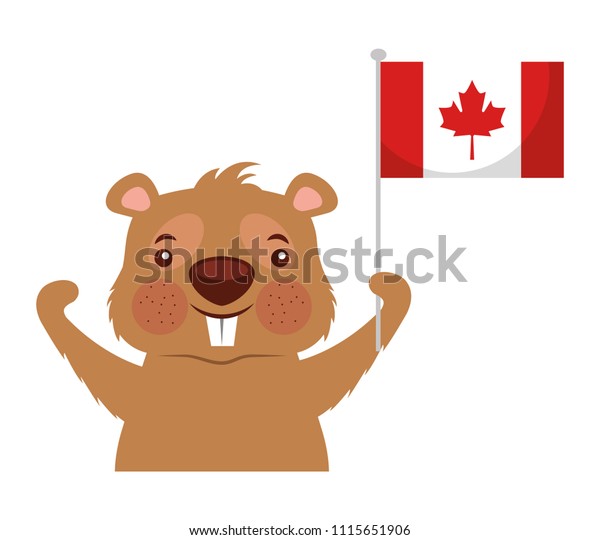 Beaver Canada Flag Isolated Icon Stock Vector (Royalty Free) 1115651906