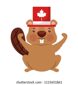 Canadian Beaver Holding Canada Flag Color Stock Vector (Royalty Free ...