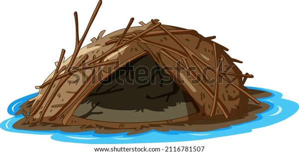 Beaver Dam Isolated On White Background Stock Vector (Royalty Free ...