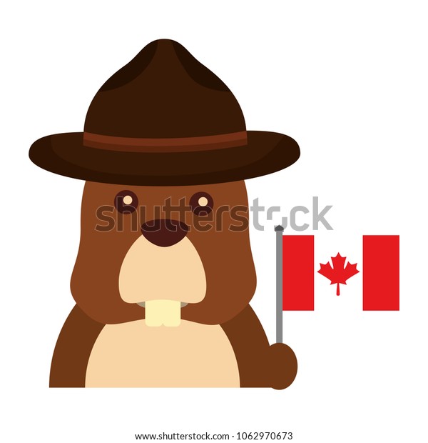 Beaver Hat Canadian Flag Stock Vector (Royalty Free) 1062970673 ...