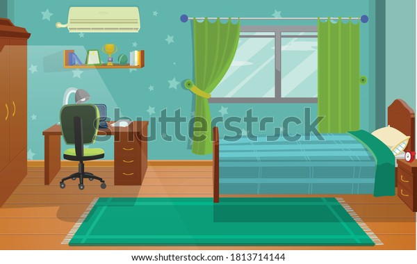 Bed Room Background Animation Stock Vector (Royalty Free) 1813714144 ...