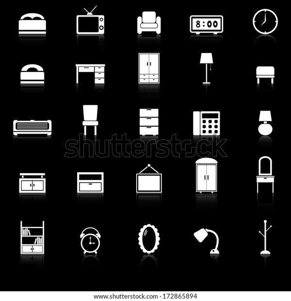 Bedroom Icons Reflect On Black Background Stock Vector (Royalty Free ...