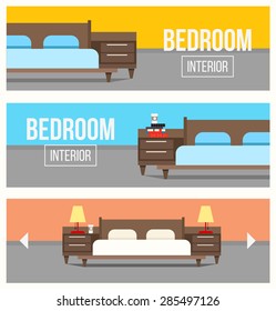 Bedroom Interior Design Banners Stock Vector (Royalty Free) 285497126 ...