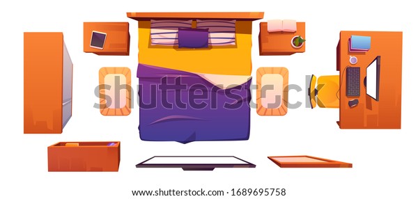 Bedroom Interior Set Top View Vector Stock Vector (Royalty Free ...