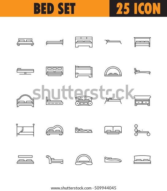 Beds Line Icon Set Collection High Stock Vector (Royalty Free ...