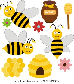 Bee Design Set Stock Vector (Royalty Free) 278382002 | Shutterstock