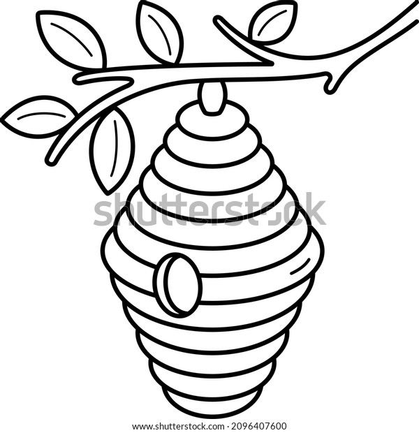 Bee Hive Vector Outline Illustration Stock Vector (Royalty Free ...