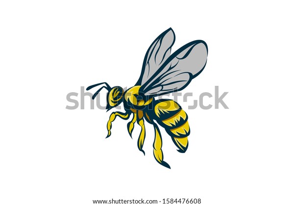 Bee Honey Yellow Color Vector Logo Stock Vector (Royalty Free ...