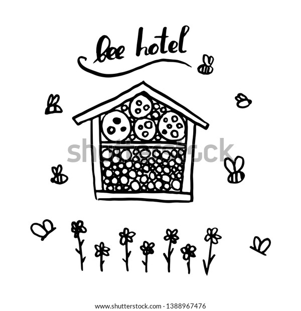 Bee Hotel Insect Butterfly Bug House Stock Vector (Royalty Free) 1388967476