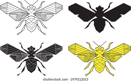 Bee Insect Outline Illustration Concept Stock Vector (Royalty Free ...