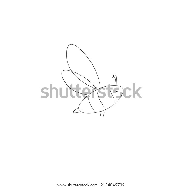 Bee Line Drawing On White Background Stock Vector Royalty Free 2154045799 Shutterstock