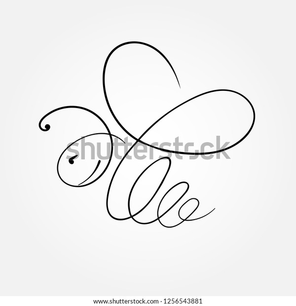 Bee Line Illustration Line Flying Bee Stock Vector (Royalty Free ...