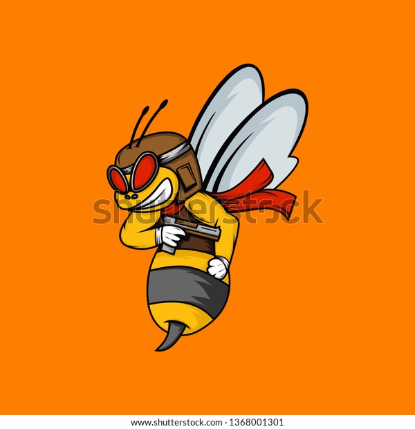 Bee Mascot Gun Bee Pilot Mascot Stock Vector (Royalty Free) 1368001301