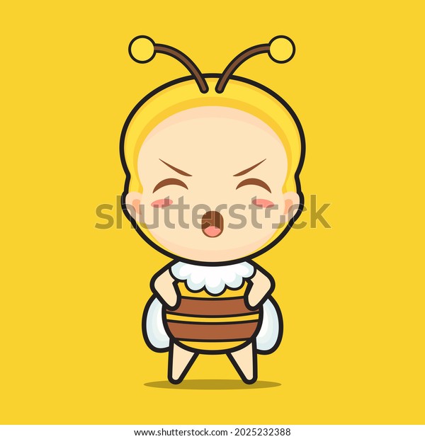 Bee Mascot Kawaii Cute Chibi Bee Stock Vector (Royalty Free) 2025232388 ...