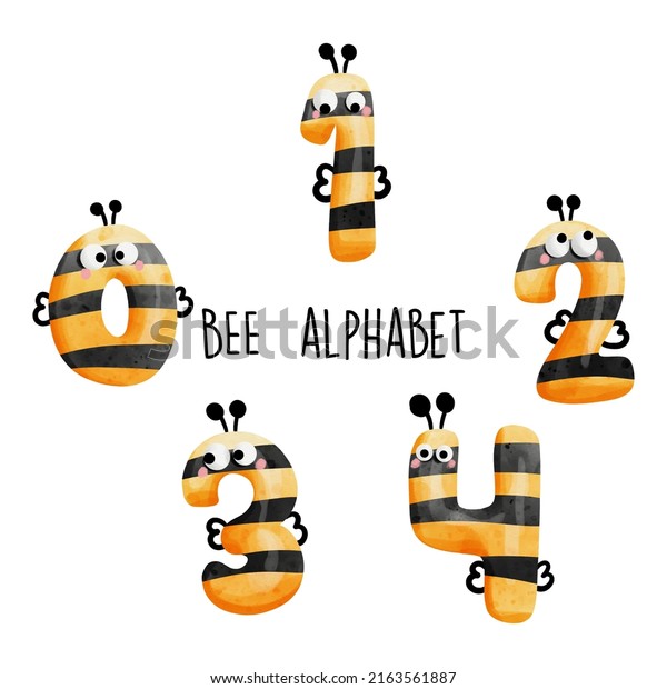 Bee Number Honey Bee Number Vector: เวกเตอร์สต็อก (ปลอดค่าลิขสิทธิ์ ...