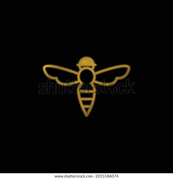 Bee Sting Outline Gold Plated Metalic Stock Vector (Royalty Free ...