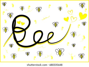 Bee Text Background Illustration Insectheart Cute Stock Vector (Royalty ...