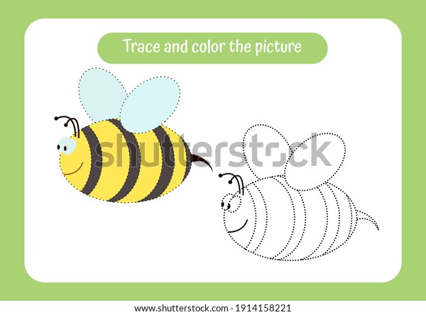 Bee Trace Color Picture Educational Game Stock Vector (Royalty Free ...