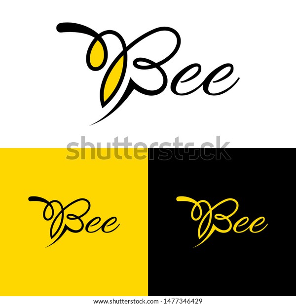 Bee Typography Logoline Art Styleblack Yellow Stock Vector (Royalty ...
