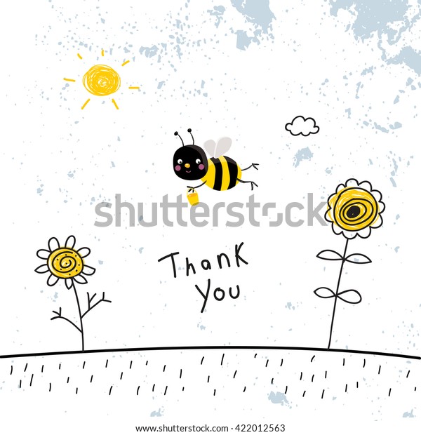 Bee Vector Cartoon Thank You Card Stock Vector (Royalty Free) 422012563