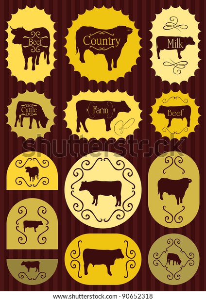 Beef Cattle Food Labels Illustration Collection Stock Vector (Royalty ...