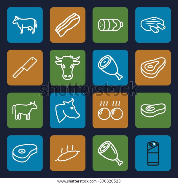 Beef Icons Set Set 16 Beef Stock Vector (Royalty Free) 590320523