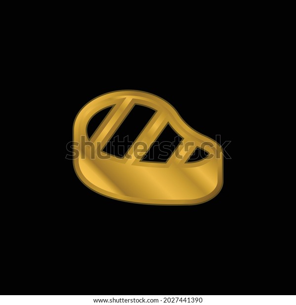 Beef Steak Gold Plated Metalic Icon Stock Vector (Royalty Free ...