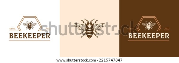 Beekeeper Vintage Logo Design Set Retro Stock Vector (Royalty Free ...