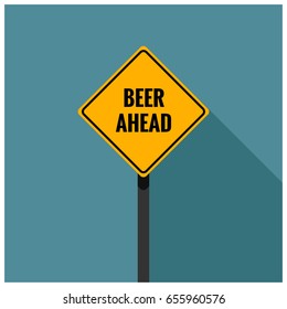 Beer Ahead Road Sign Flat Design Stock Vector (Royalty Free) 655960576 ...