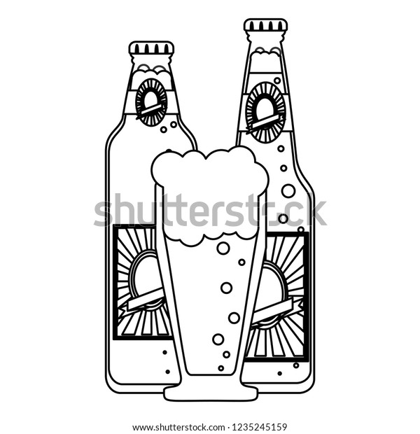Beer Bottles Cup Black White Stock Vector (Royalty Free) 1235245159 ...