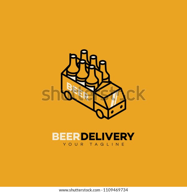 Beer Delivery Logo Design Template Linear Stock Vector (Royalty Free ...