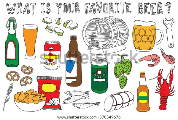 Beer Doodles Set Stock Vector (Royalty Free) 370549676 | Shutterstock