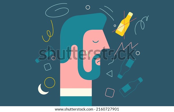Cerveza. Persona ebria.Ilustración vectorial. Sencillo y: vector de ...