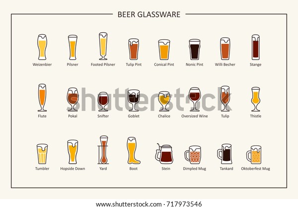 Beer Glassware Guide Colored Icons Horizontal Stock Vector (Royalty Free) 717973546