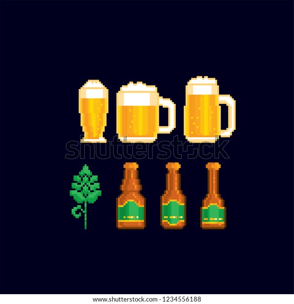 Beer Icon Set Pixel Art Old Stock Vector (Royalty Free) 1234556188 ...