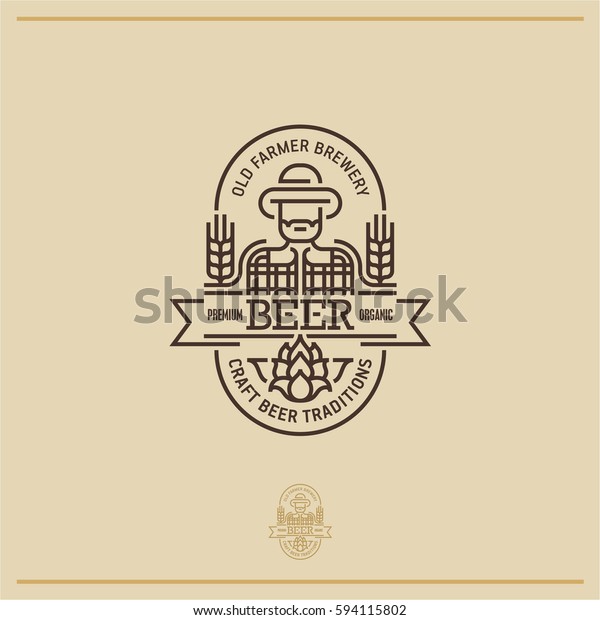 Beer Label Beer Logo Old Farmer Stock Vector (Royalty Free) 594115802 ...