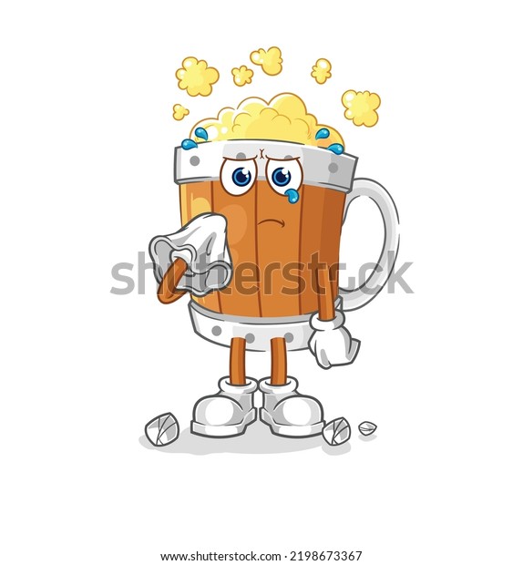Beer Mug Cry Tissue Cartoon Mascot Stock Vector (Royalty Free ...