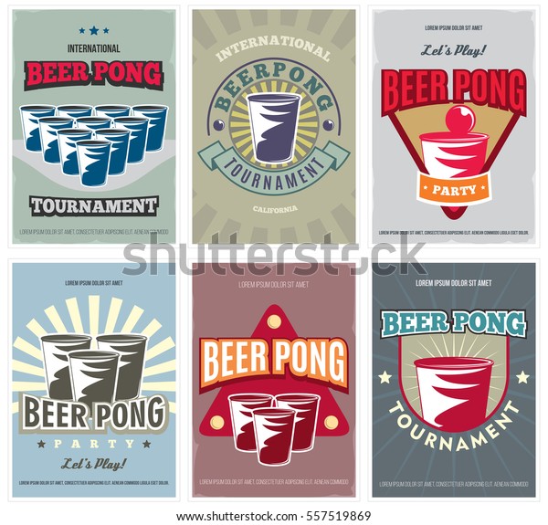 Beer Pong Tournament Posters Set Retro Stock Vector (Royalty Free ...