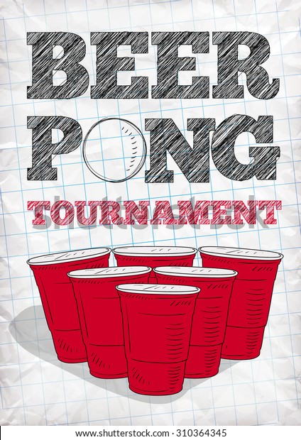 Beer Pong Tournament Vector Poster Handdrawn Stock Vector (Royalty Free ...
