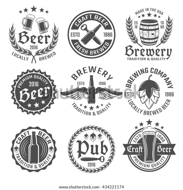 Beer Round Emblem Label Set Descriptions Stock Vector (Royalty Free ...