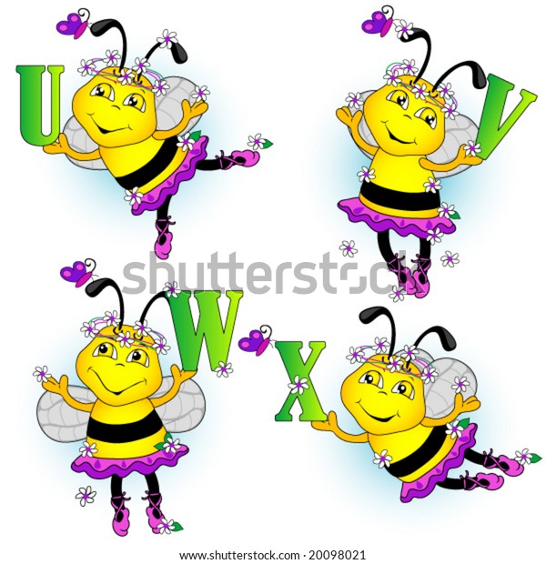 Bees Dancing Alphabet Flowers Butterflies 스톡 벡터(로열티 프리) 20098021 ...