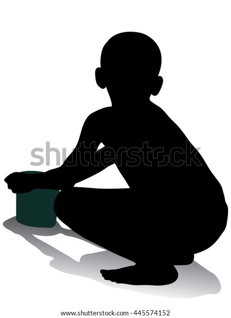 Beggar Child Silhouette Stock Vector (Royalty Free) 445574152