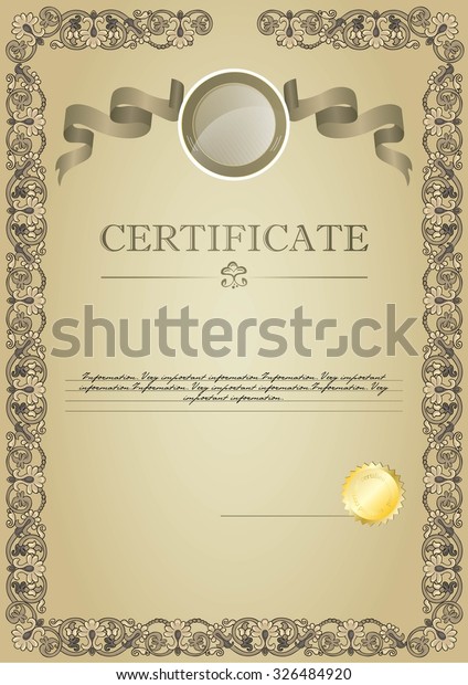 Beige Certificate Ribbon Emblem Stock Vector (Royalty Free) 326484920 ...