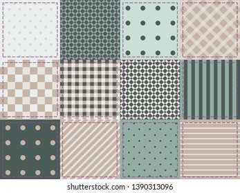 Beige Green Pattern Patches Fabric Patchwork Stock Vector (Royalty Free ...