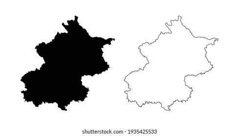 Beijing Blank Map Black Silhouette Outline Stock Vector (Royalty Free ...