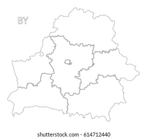 Belarus Outline Silhouette Map Illustration Regions Stock Vector ...