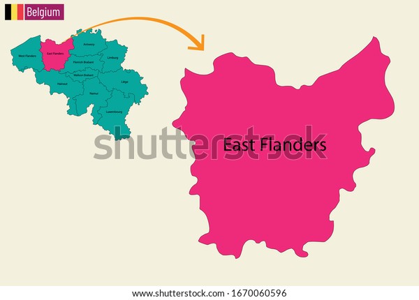 Belgium Map Cities Vector East Flanders Stock Vector (Royalty Free ...