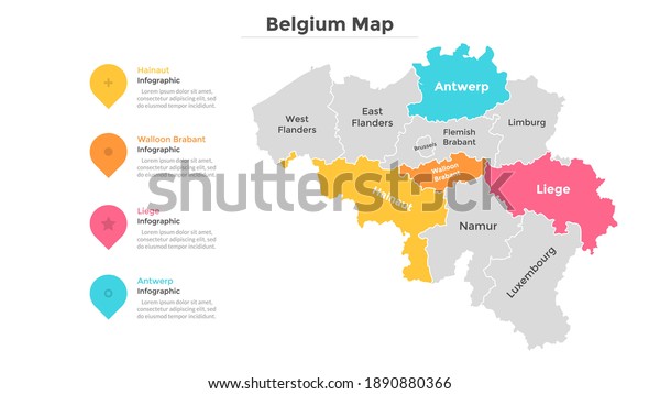 Belgium Map Divided Into Federal States Stock Vector (Royalty Free ...