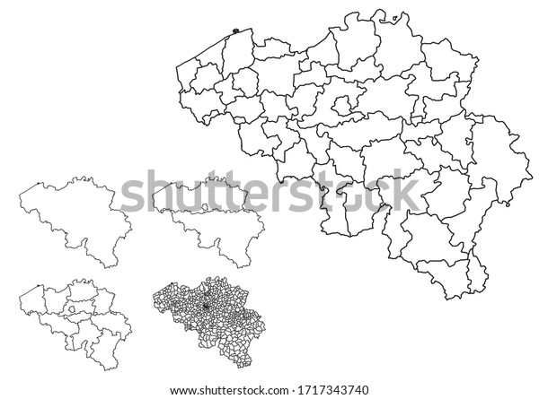 Belgium Outline Map Vector Administrative Borders Stock Vector (Royalty ...